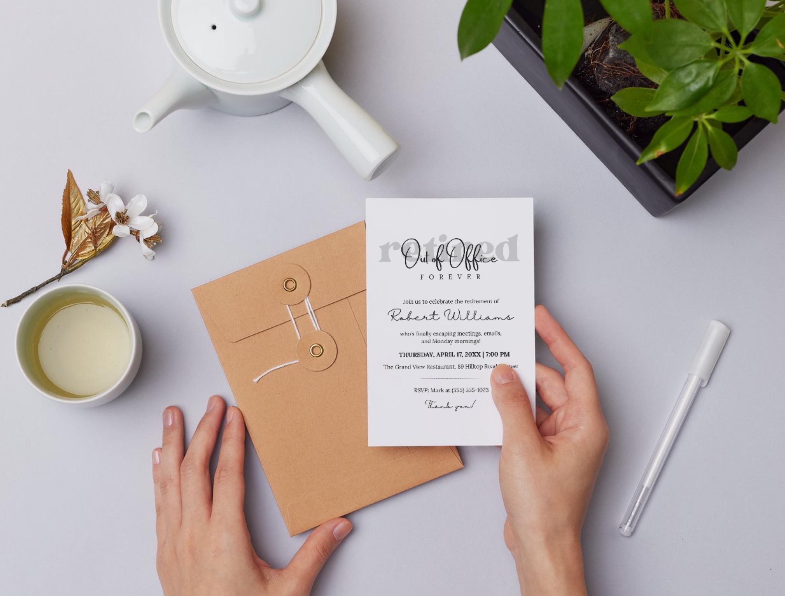 Retirement Invitation Template • Out of Office Forever • Editable Canva ...