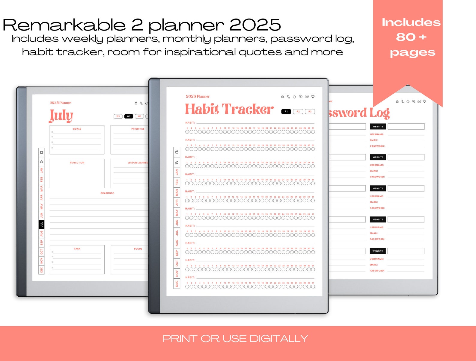 Remarkable 2 Templates | Remarkable 2 Planner | Remarkable Planner ...