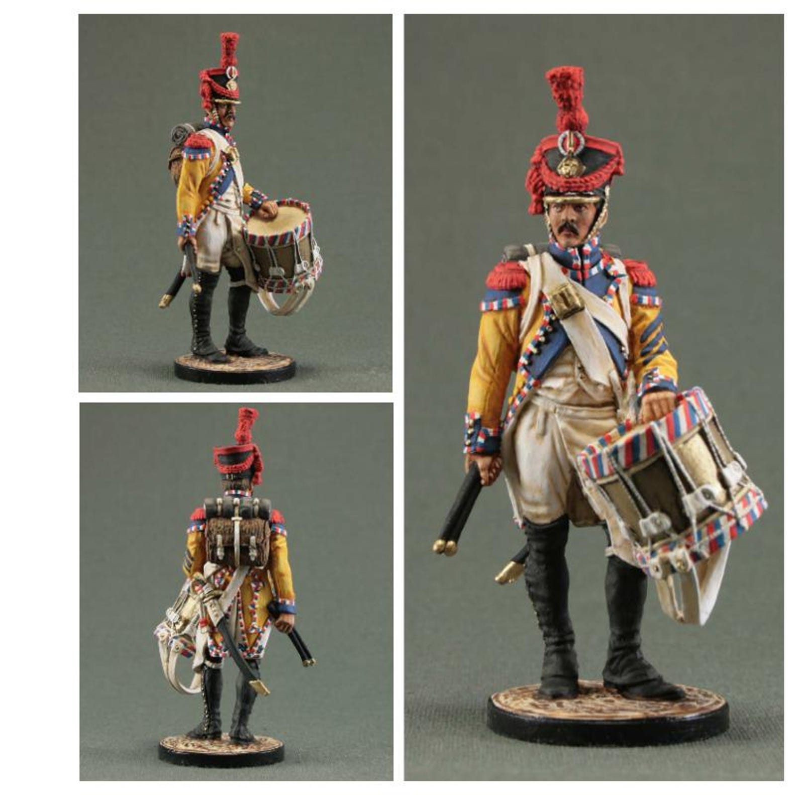 Painted Tin Soldier: Napoleonic French Drummer Figurine (54mm, 1/32 ...