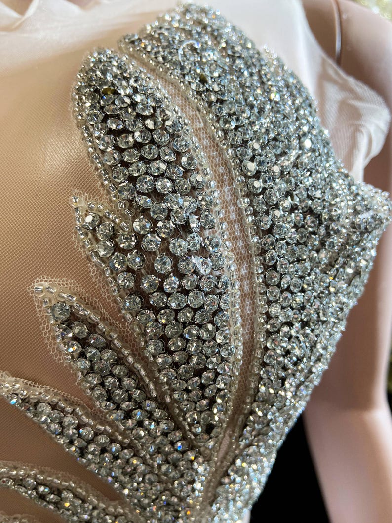 Silver Sequin Lace Mermaid Evening Gown Sheer Long Sleeve Wedding ...