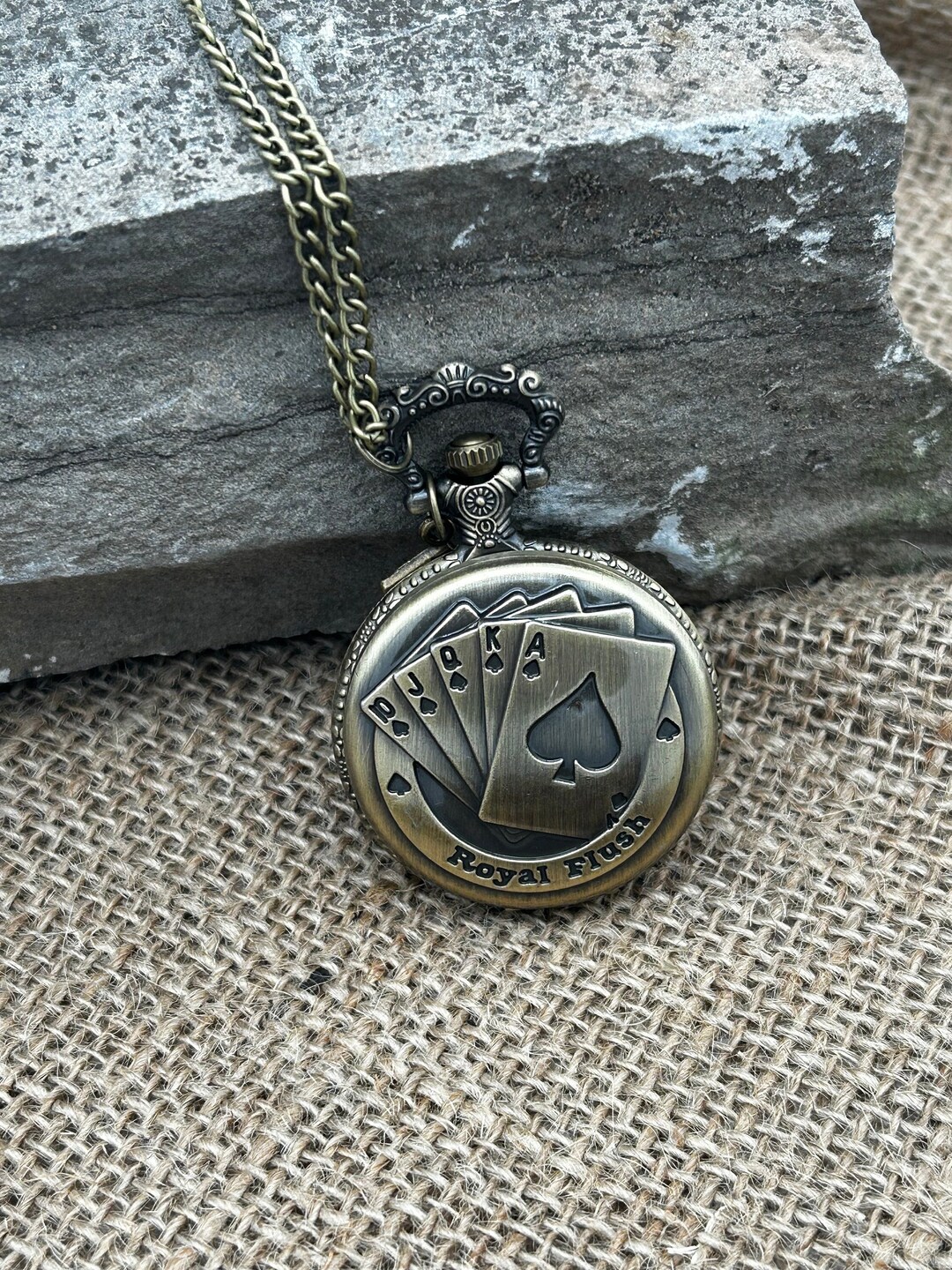 Pocket Watch Royal Flush Poker Cards Retro Heart Metal Time Pointer ...