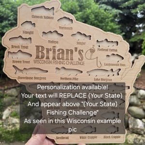 Wisconsin Fishing Map| Fishing Log Gift for Fisherman| Game Fish of WI ...