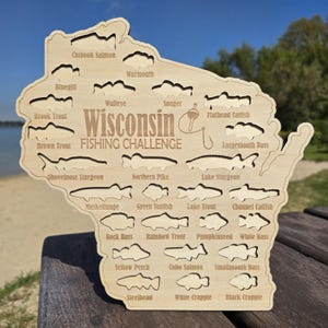 Wisconsin Fishing Map| Fishing Log Gift for Fisherman| Game Fish of WI ...