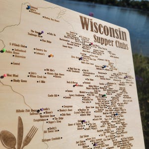 Wisconsin Supper Clubs Map- Track Your Adventures Using Push Pins to ...
