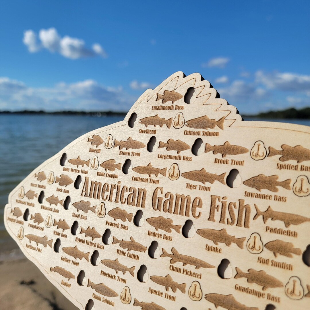 American Game Fish Sign Fishing Log Gift for Fisherman Freshwater USA ...