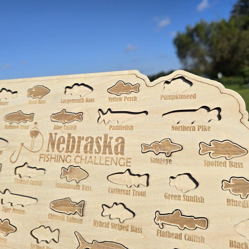 Nebraska Fishing Map| Fishing Log Gift for Fisherman| Game Fish of NE ...