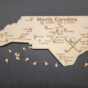 North Carolina Golf Courses Map Gift for a Golfer With Golf Ball ...