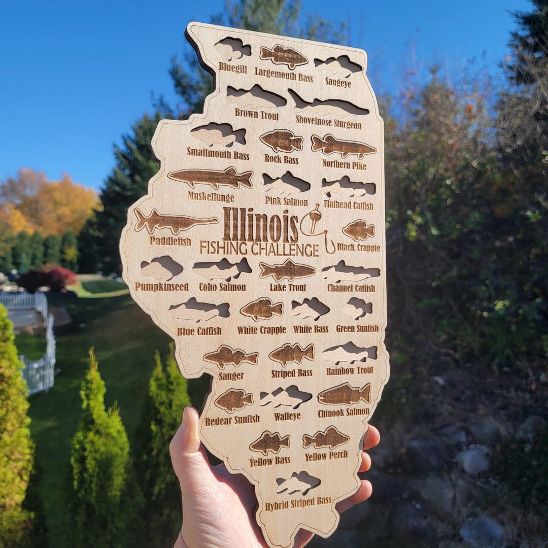 Illinois Fishing Map Fishing Gift for Fisherman. Game Fish of Illinois ...