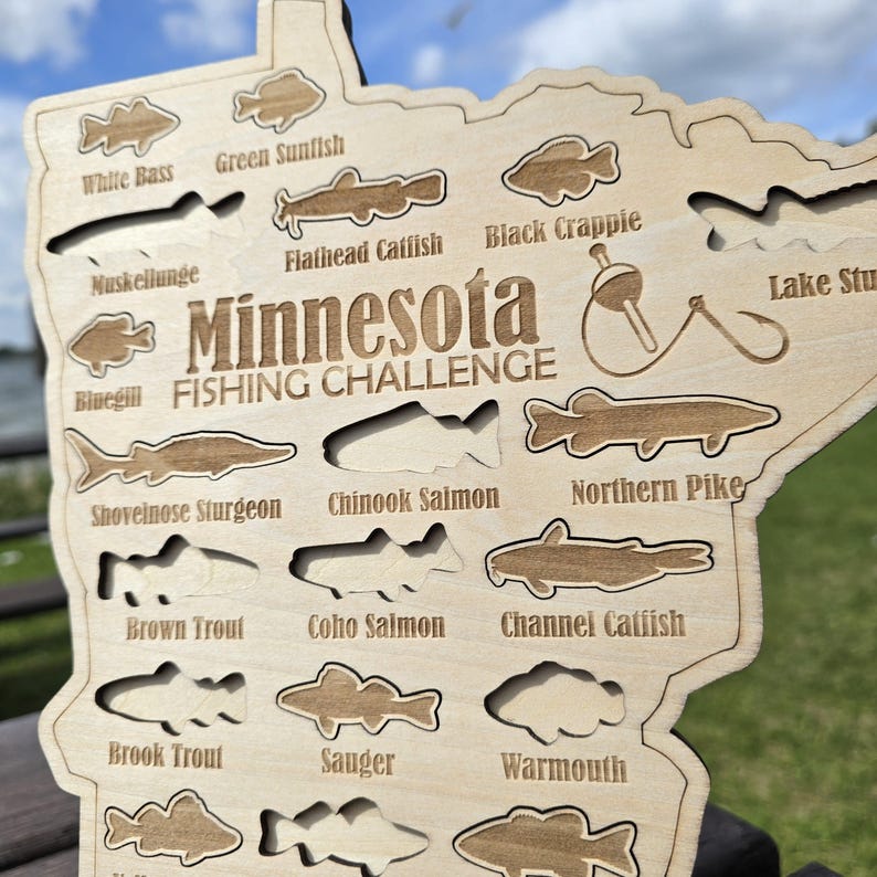 Minnesota Fishing Map| Fishing Log Gift for Fisherman| Game Fish of MN ...
