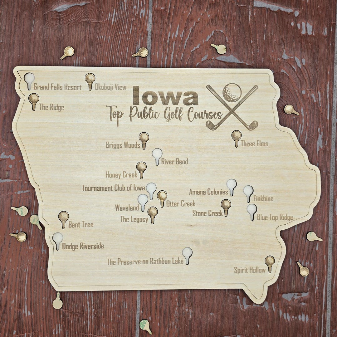 Iowa Golf Courses Map-top Public Golf Courses With Golf Ball Cutouts to ...