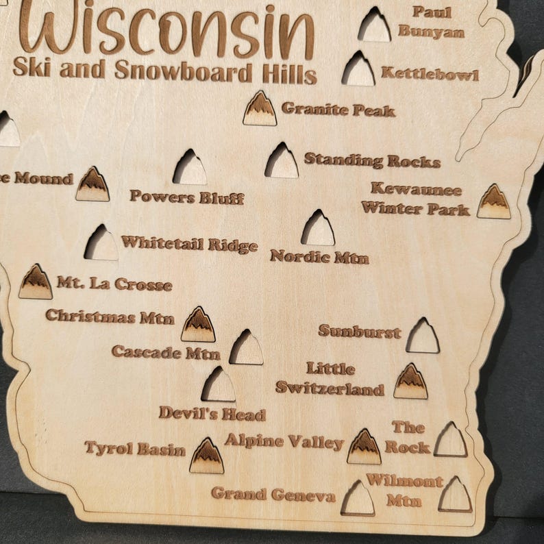 Wisconsin Ski and Snowboard Hills Map - Etsy