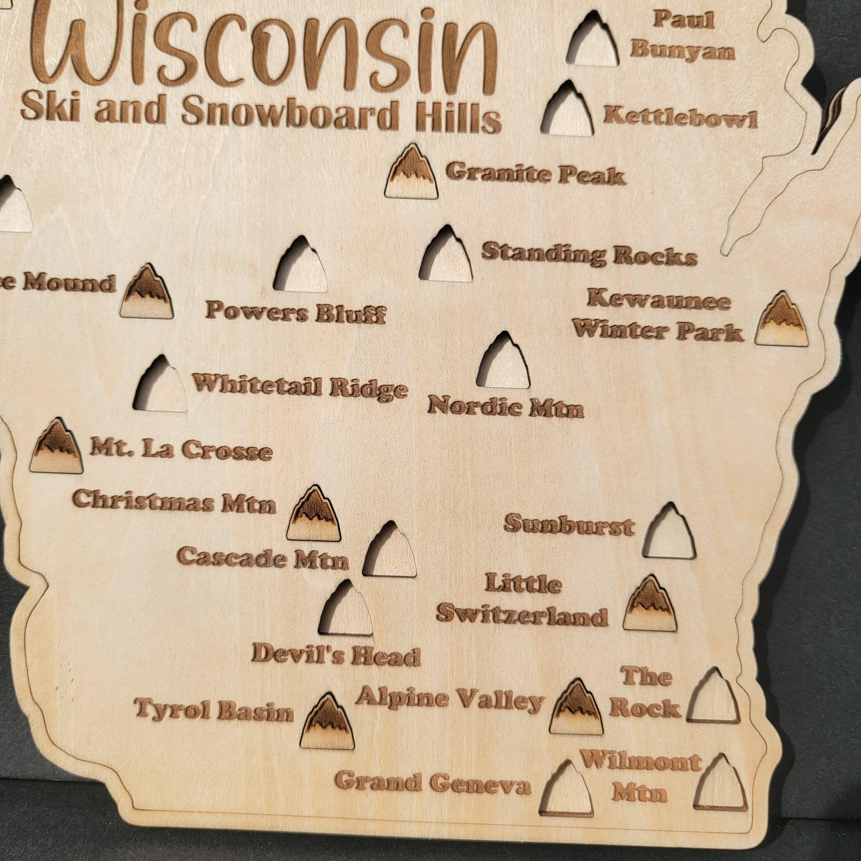 Wisconsin Ski and Snowboard Hills Map - Etsy