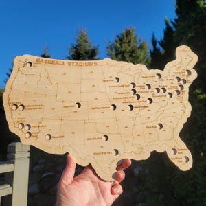 Baseball Stadium Travel Map- MLB Ball Parks With Baseball Cutouts to ...