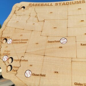 Baseball Stadium Travel Map- MLB Ball Parks With Baseball Cutouts to ...