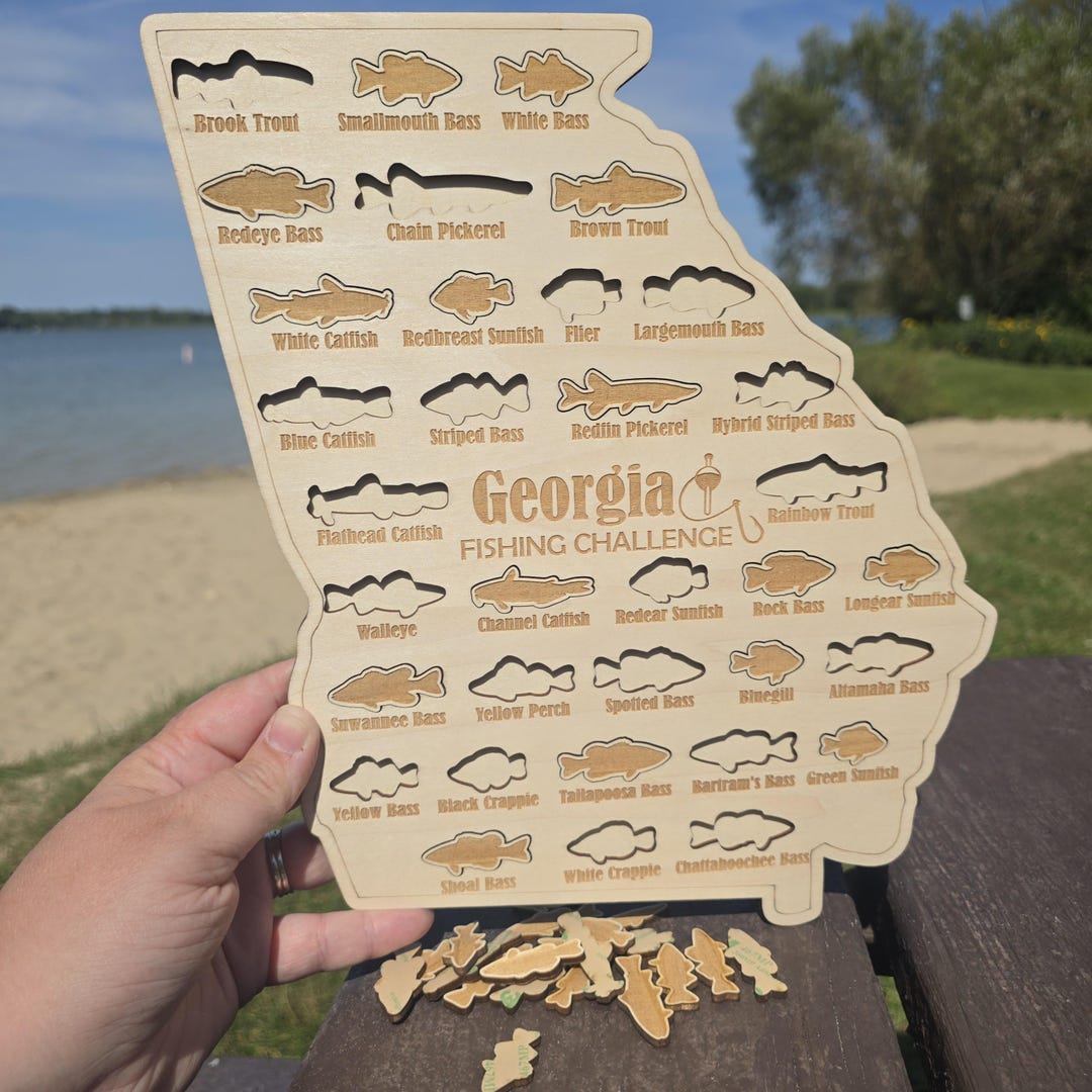 Georgia Fishing Map| Fishing Log Gift for Fisherman| Game Fish of GA ...