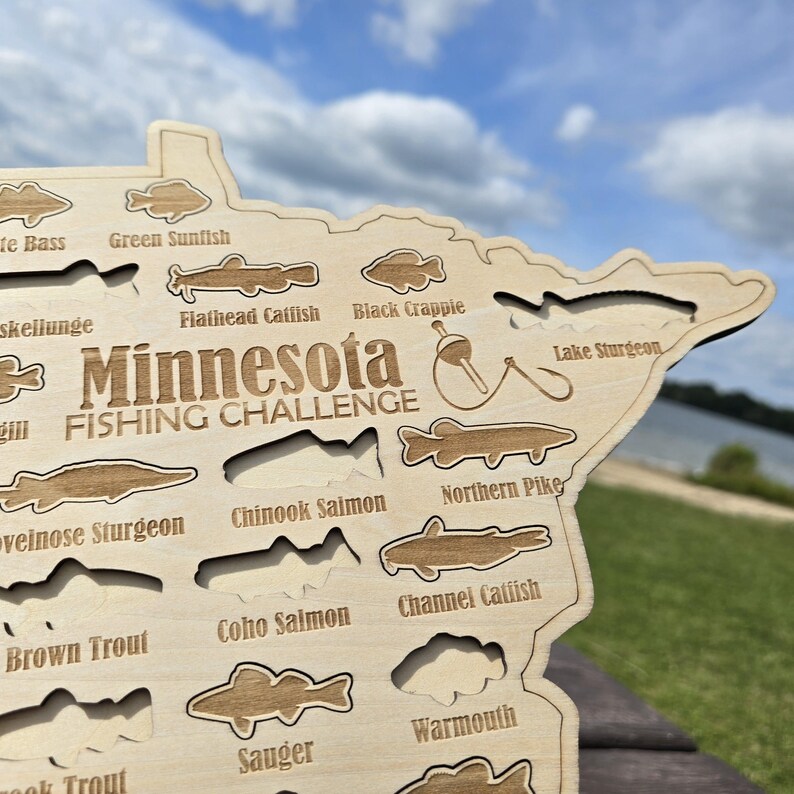 Minnesota Fishing Map| Fishing Log Gift for Fisherman| Game Fish of MN ...