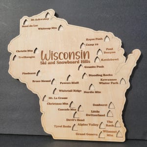 Wisconsin Ski and Snowboard Hills Map - Etsy