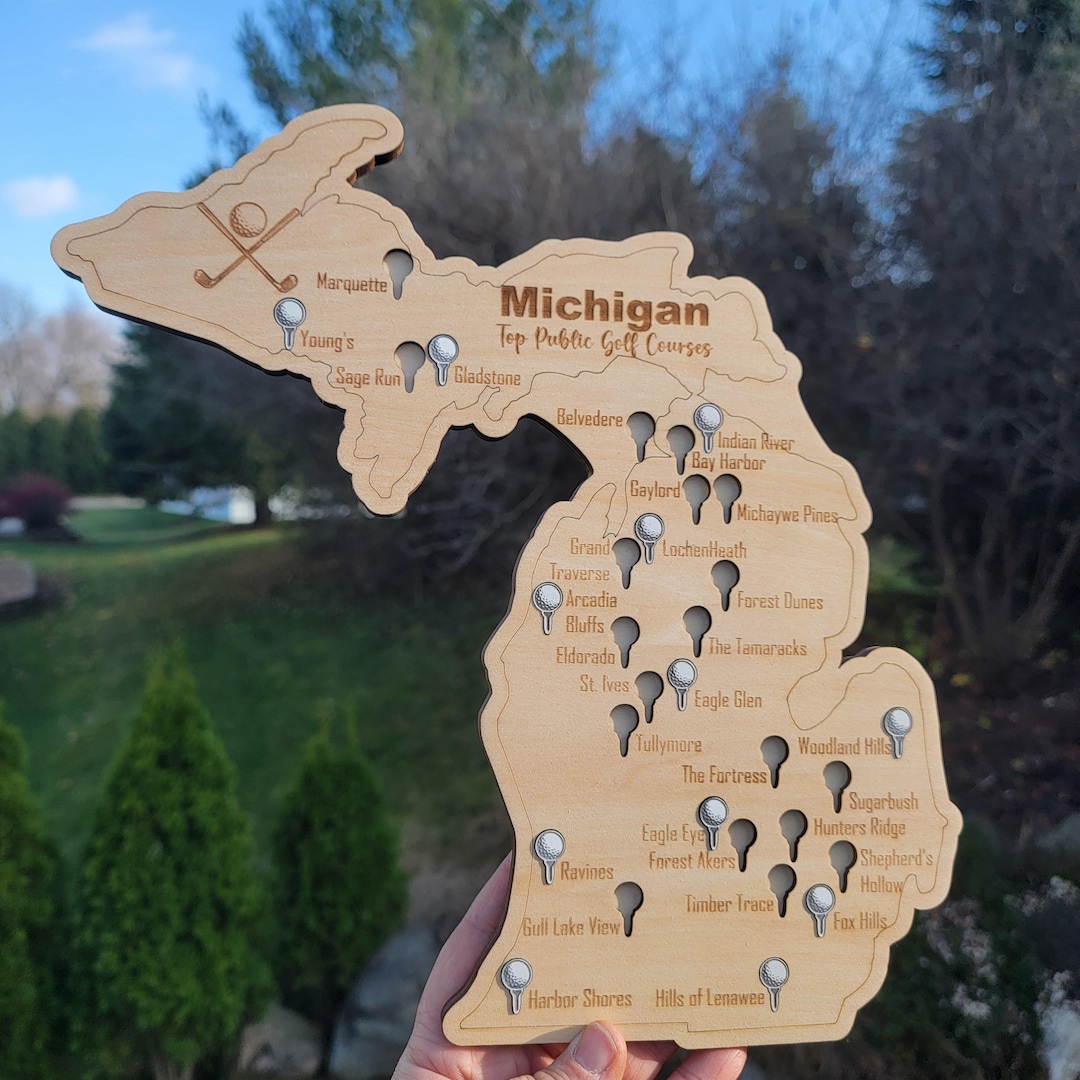 Michigan Golf Courses Map-top Public Golf Courses With Golf Ball ...