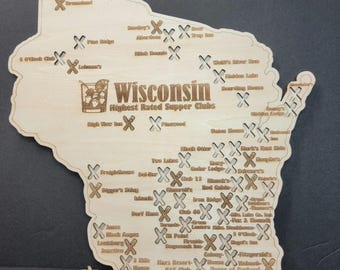 Wisconsin Supper Clubs Map REVISED 2023 - Etsy