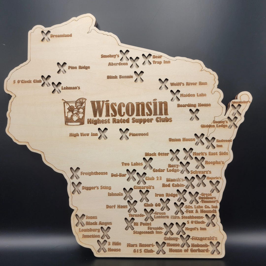 Wisconsin Supper Clubs Map - Etsy