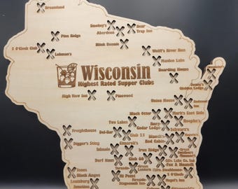 Wisconsin Supper Clubs Map REVISED 2023 - Etsy
