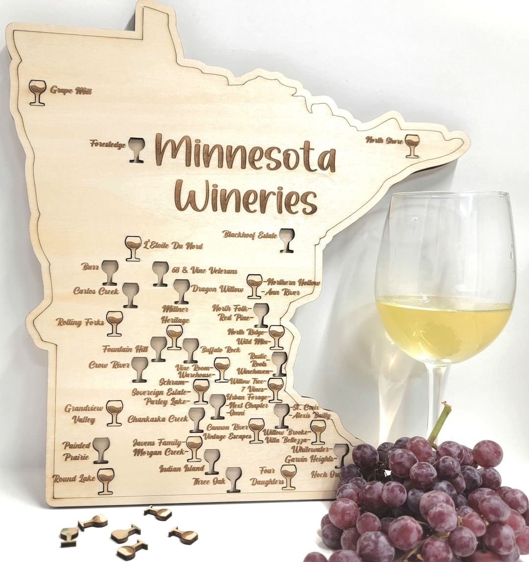 Minnesota Wineries Map- Wine Glass Cutouts to Mark the Places You've ...