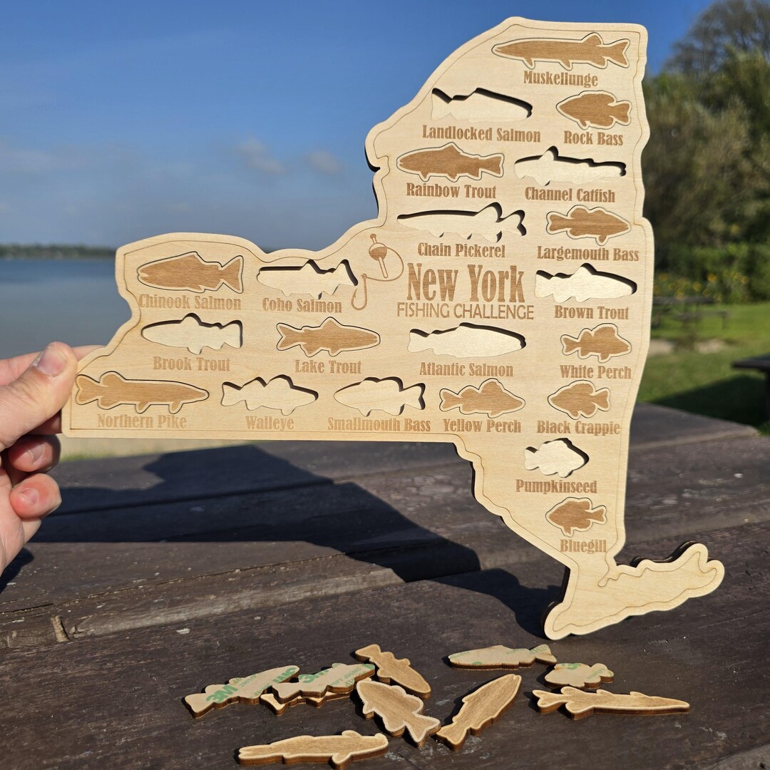 New York Fishing Map| Fishing Log Gift for Fisherman| Game Fish of NY ...