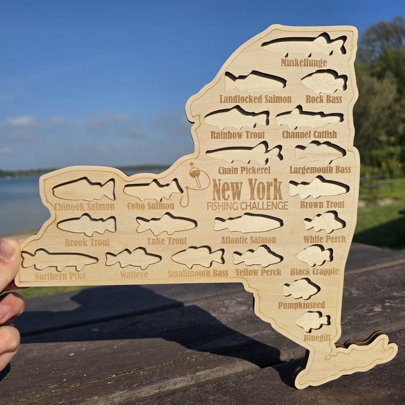 New York Fishing Map| Fishing Log Gift for Fisherman| Game Fish of NY ...