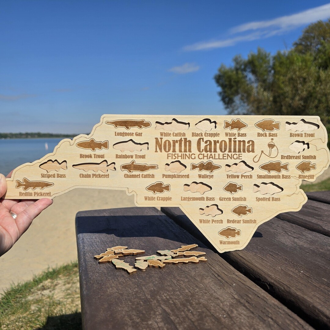 North Carolina Fishing Map| Fishing Log Gift for Fisherman| Game Fish ...