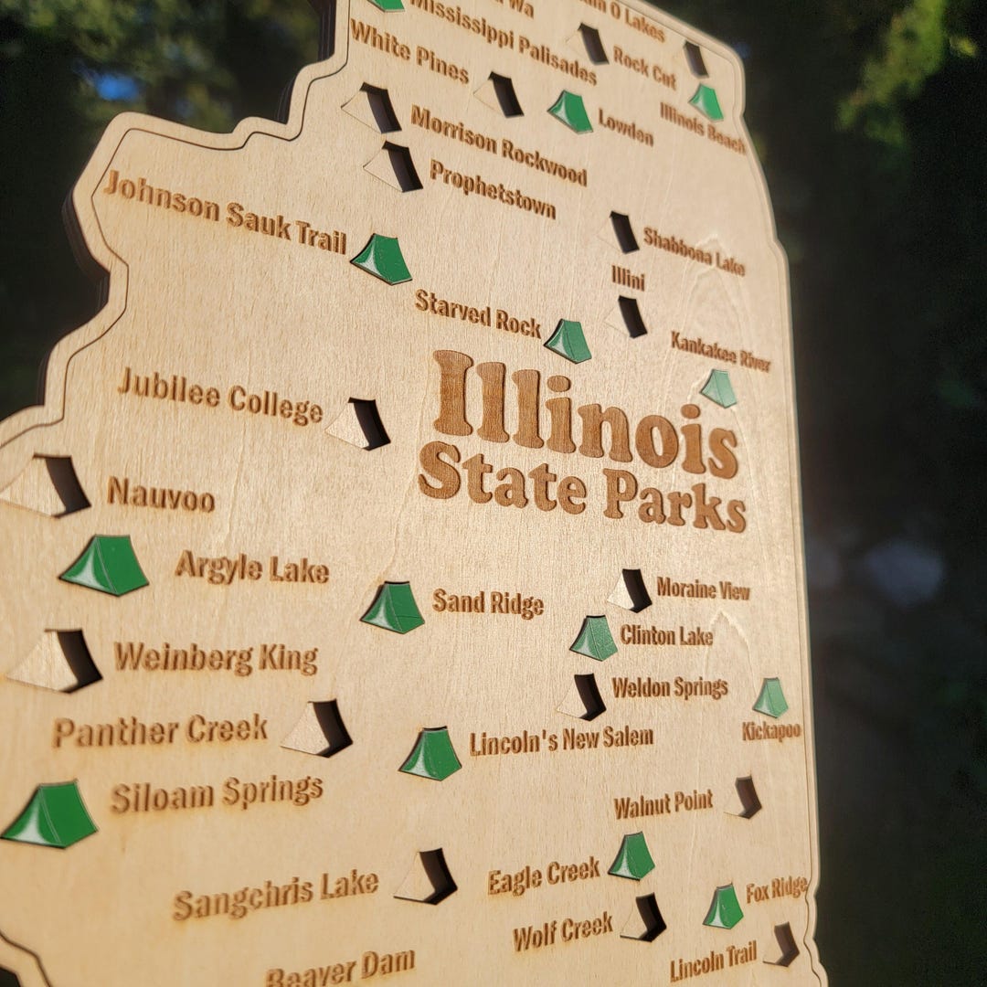 Illinois State Parks Map With Tent Cutouts to Track Which Parks You've ...
