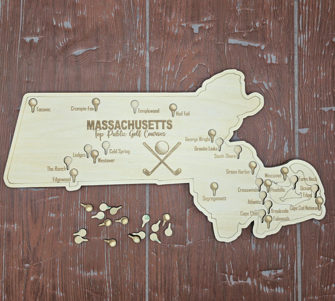 Massachusetts Golf Courses Map- Gift for a Golfer With Golf Ball ...