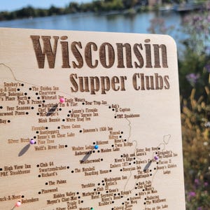 Wisconsin Supper Clubs Map- Track Your Adventures Using Push Pins to ...