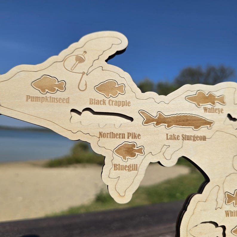 Michigan Fishing Map| Fishing Log Gift for Fisherman| Game Fish of MI ...