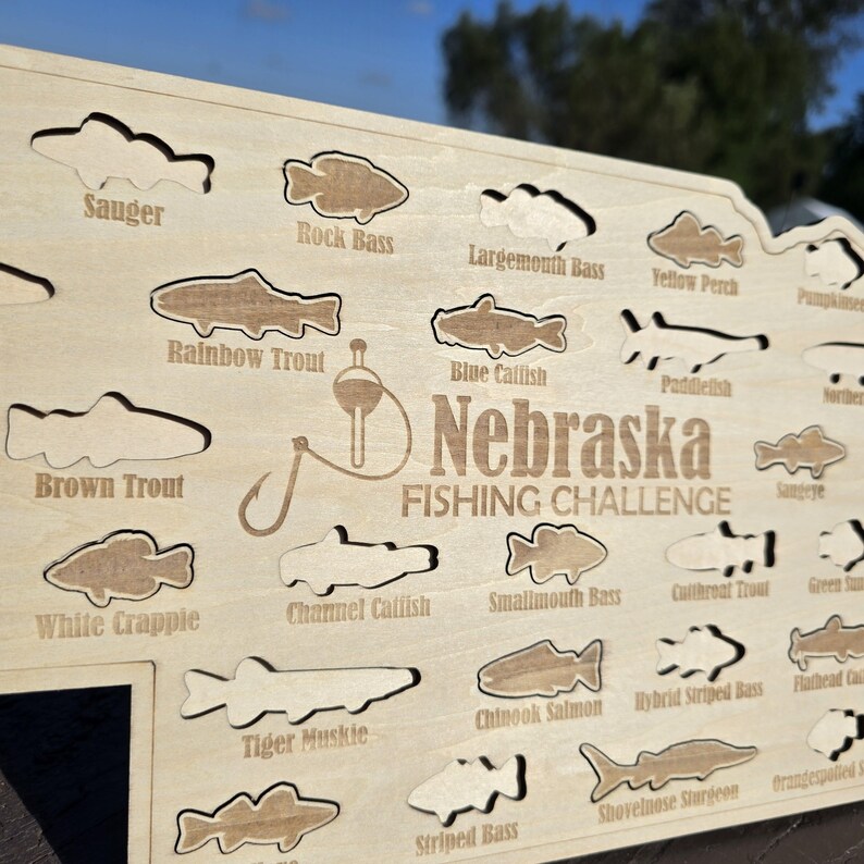 Nebraska Fishing Map| Fishing Log Gift for Fisherman| Game Fish of NE ...