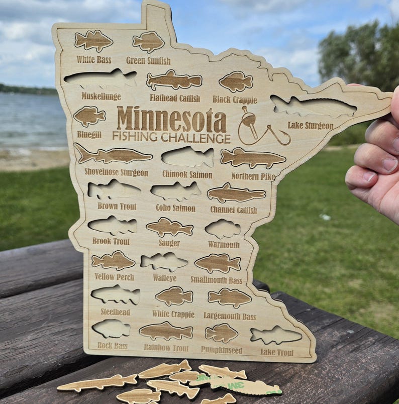 Minnesota Fishing Map| Fishing Log Gift for Fisherman| Game Fish of MN ...