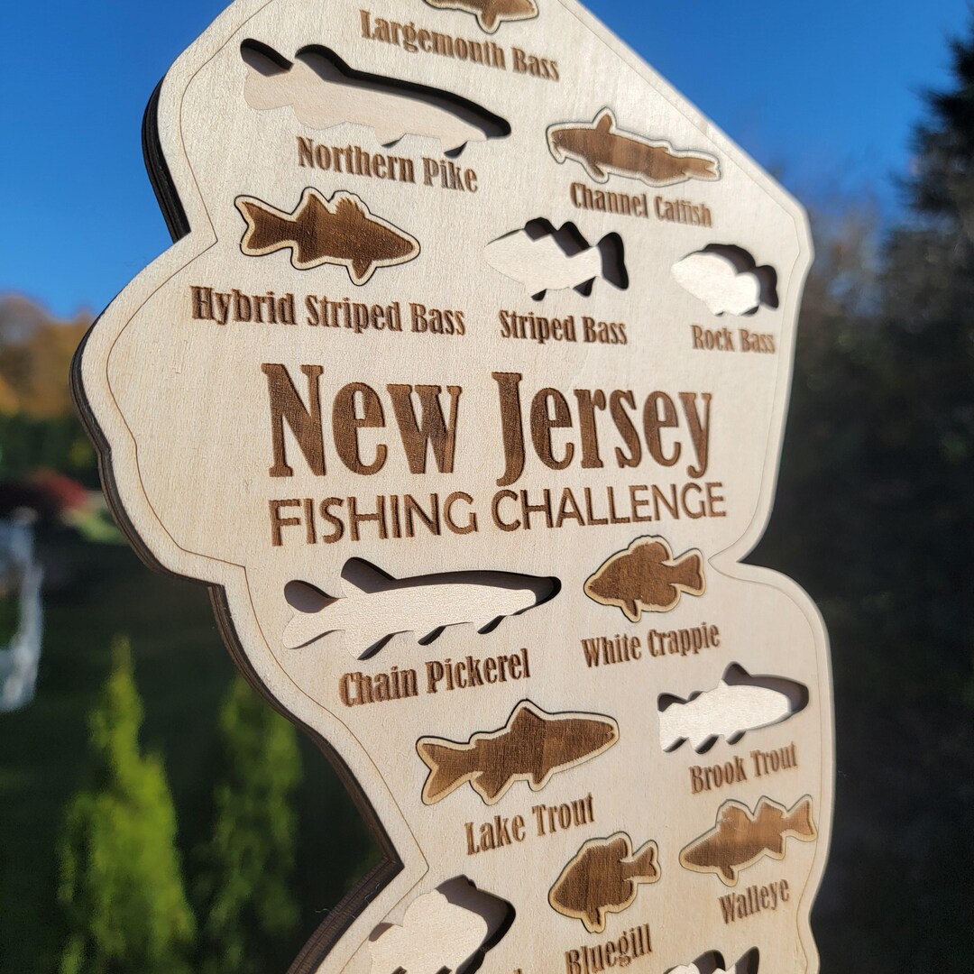 New Jersey Fishing Map| Fishing Log Gift for Fisherman| Game Fish of NJ ...