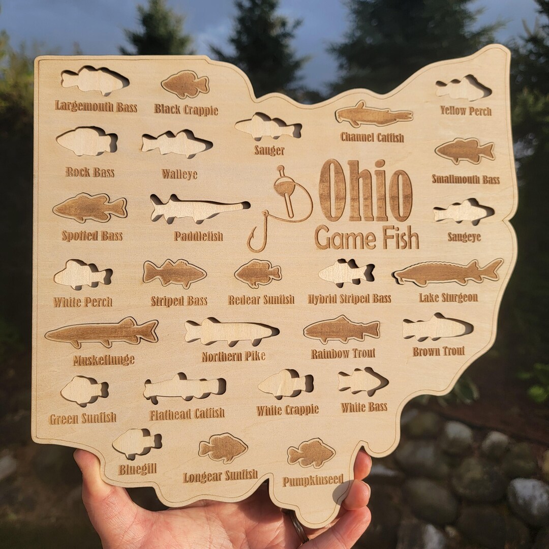 Ohio Fishing Map Game Fish Tracking Gift for Fisherman With Fish ...