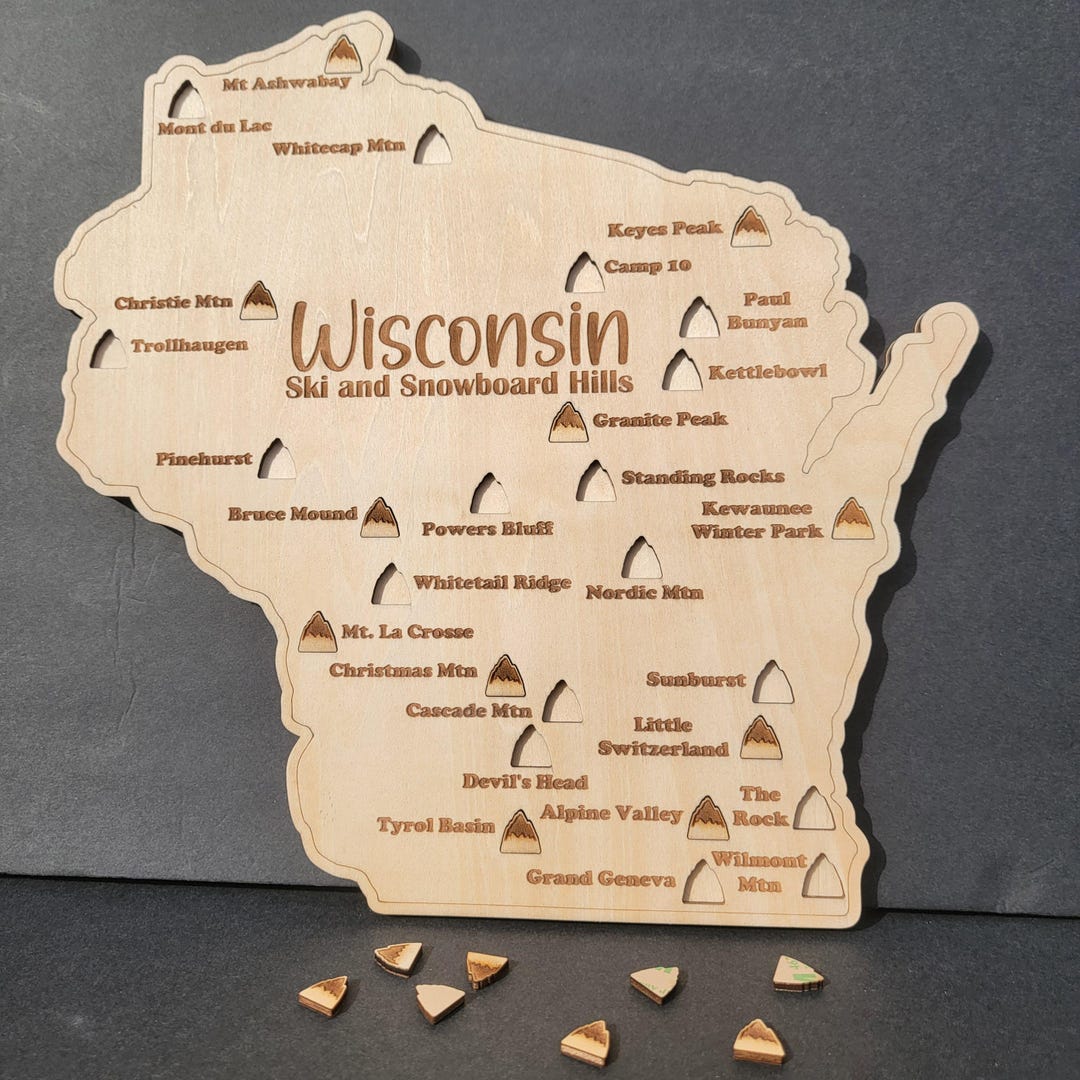 Wisconsin Ski and Snowboard Hills Map - Etsy