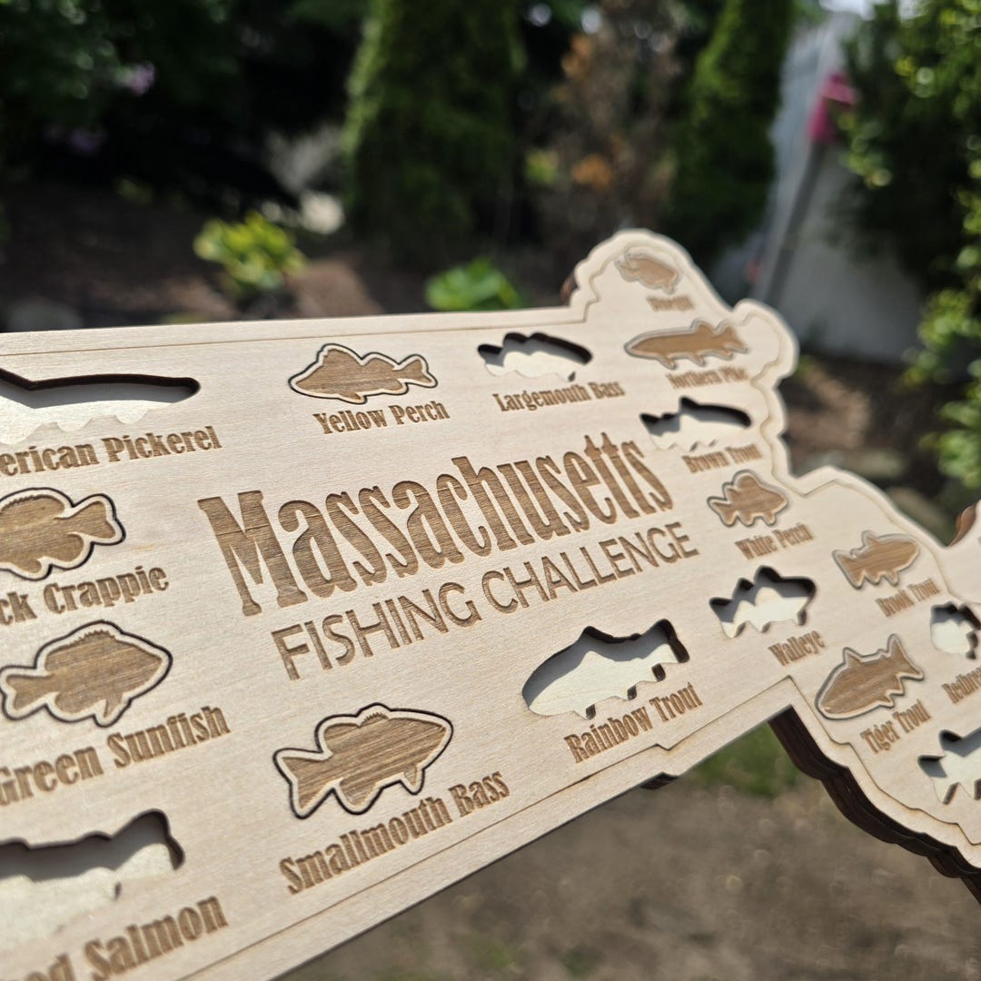 Massachusetts Fishing Map| Fishing Log Gift for Fisherman| Game Fish of ...