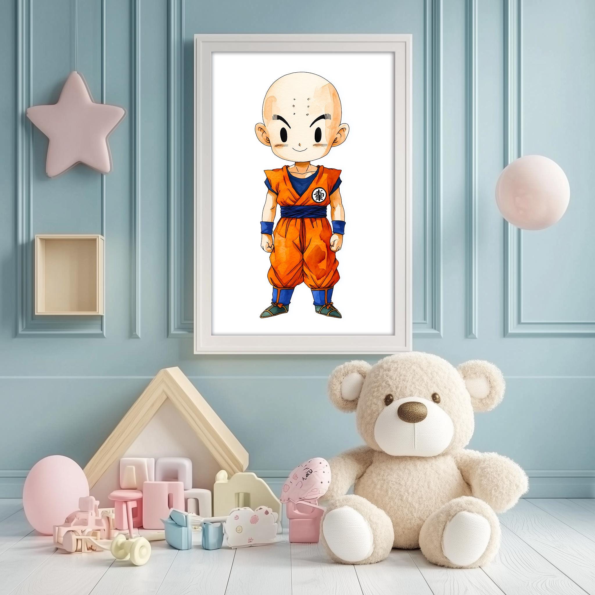 8 Cute Saiyan Superheroes Watercolor Poster, Kids Room Wall Decor ...