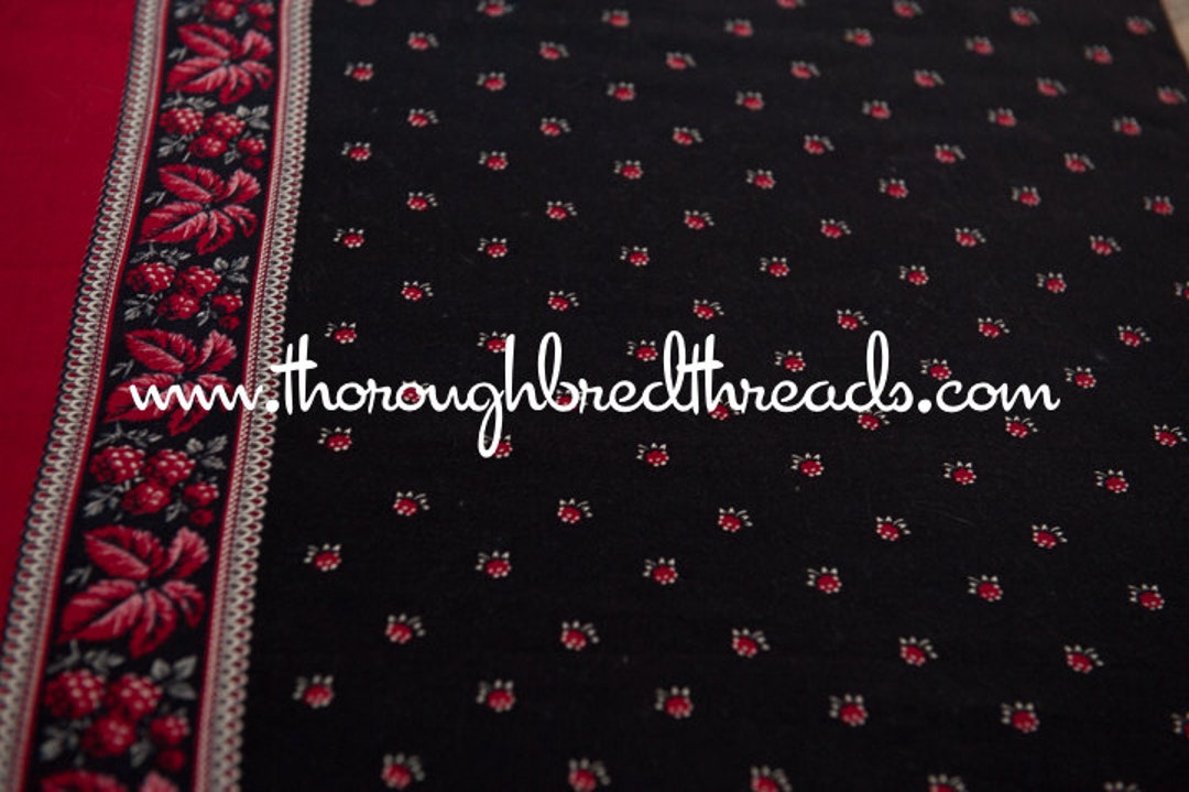 Raspberry Border Print - Vintage Fabric Fruit Leaves Kitchen - Etsy