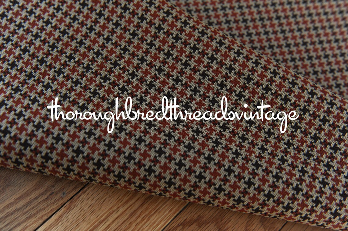 Polyester Plaid - Vintage Fabric New Old Stock 70s Orange Brown Double ...