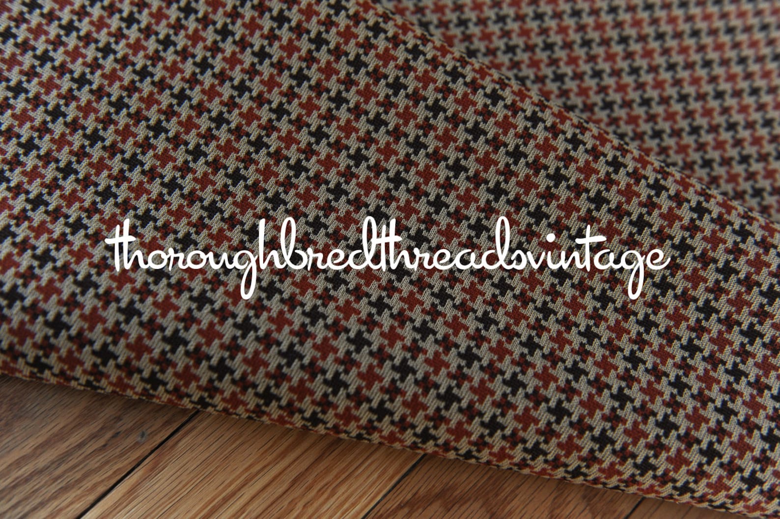 Polyester Plaid - Vintage Fabric New Old Stock 70s Orange Brown Double ...
