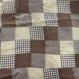 Gingham Cheater Patchwork Vintage Fabric Novelty Deadstock Quilt Brown ...
