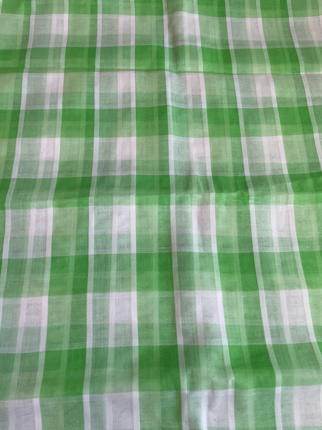 Sheer Green Plaid Vintage Fabric New Old Stock Novelty Dolls Doll ...