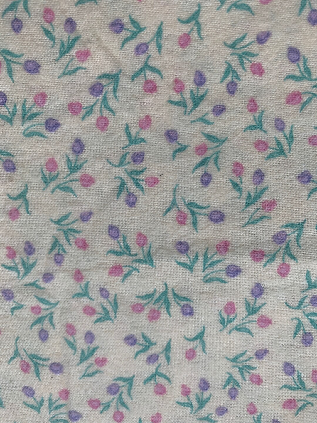Pink Purple Tulips Vintage Fabric 80s New Old Stock Flannel Yellow - Etsy