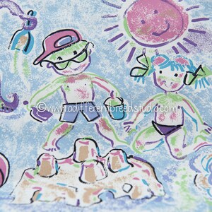 Fun Day at the Beach - Vintage Fabric New Old Stock Novelty Ocean ...