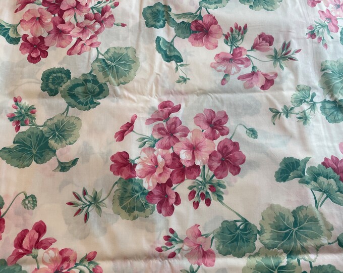 RESERVED Pretty Geraniums Vintage Deadstock Fabric Flowers Pinks - Etsy