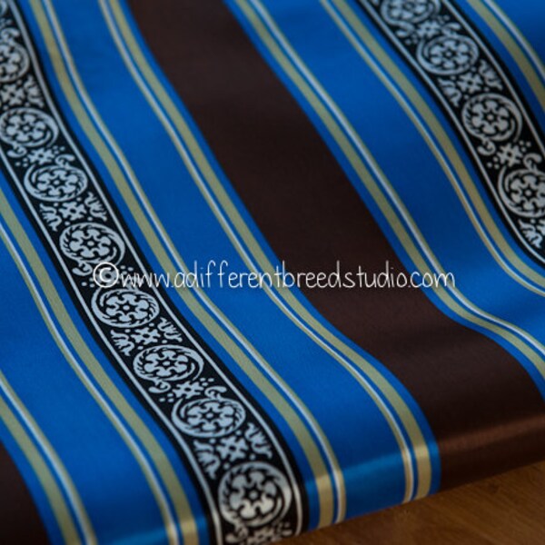 Royal Blue and Gold Stripe Fabric - Etsy