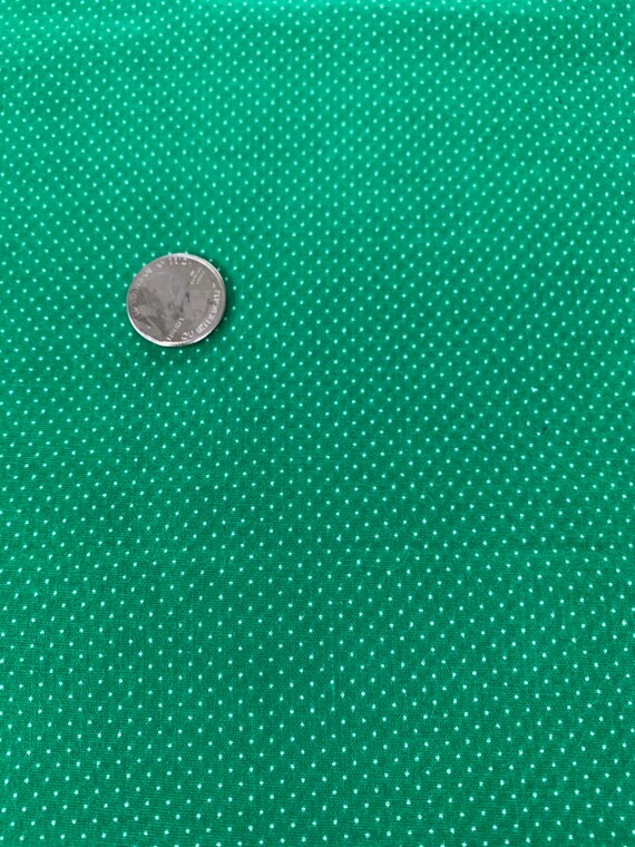 Green White Polka Dots Vintage Fabric Pin Dots Christmas | Etsy